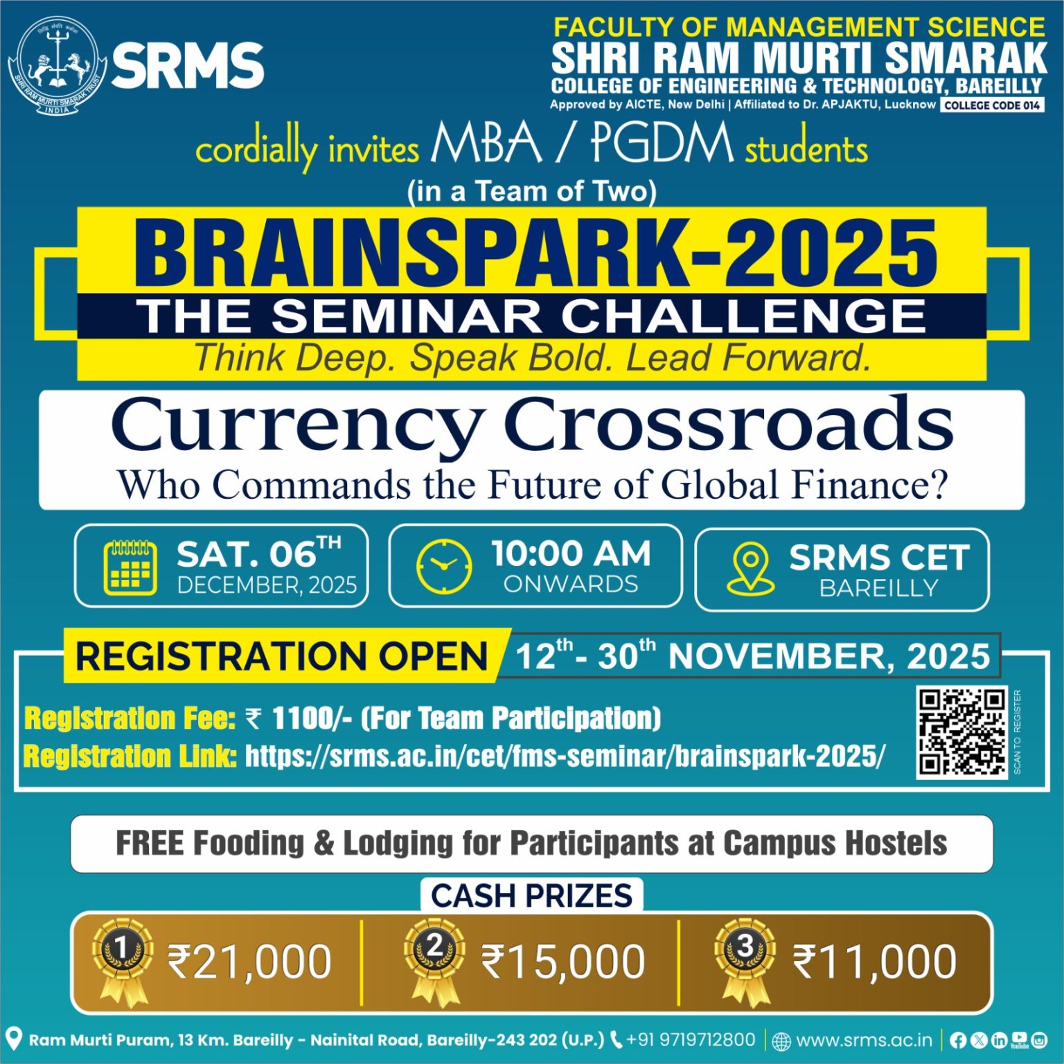 READY TO SPARK YOUR MIND? JOIN BRAINSPARK-2025 at SRMS ENGINEERING COLLEGE - SRMS CET